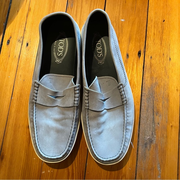 Tod's | Shoes | Tods Grey Blue Suede Loafers | Poshmark
